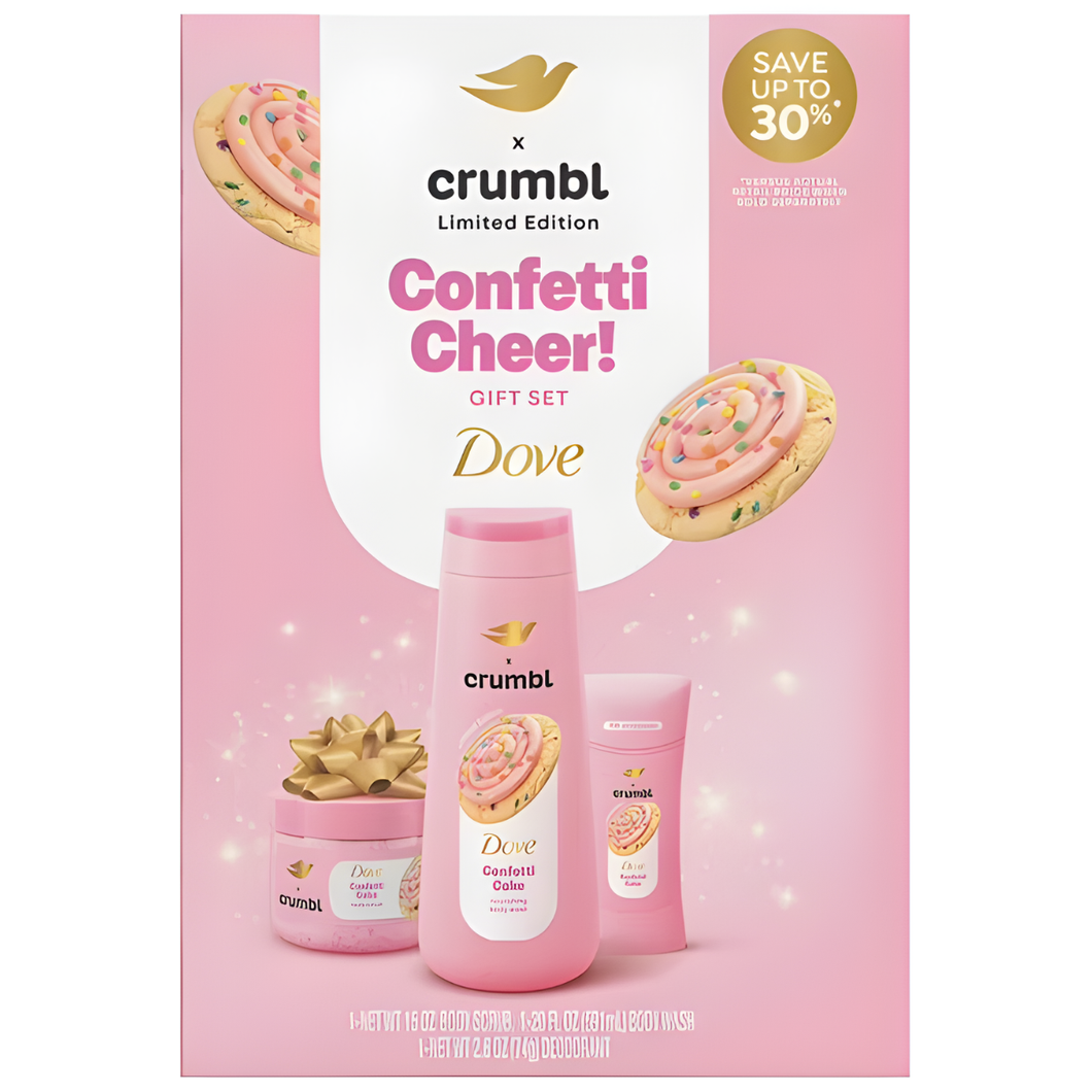 Dove Crumbl Limited Edition Confetti Cake Body Care Gift Set, 3 Count ...